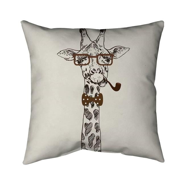 26 x 26 in. Funny Giraffe with A Pipe-Double Sided Print Indoor Pillow ...
