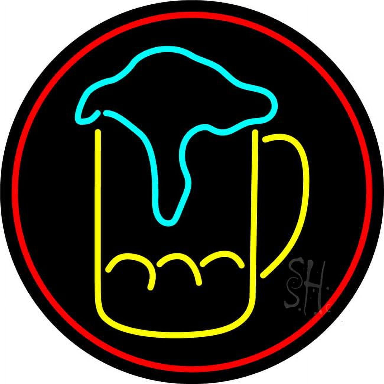 26 x 26 in. Overflowing Beer Mug Neon Sign - Red, Turquoise & Yellow ...
