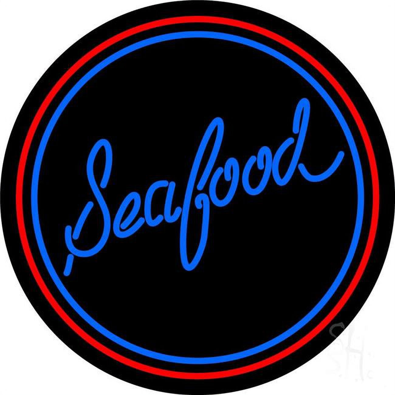 26 x 26 in. Round Seafood Neon Sign - Red & Blue - Walmart.com