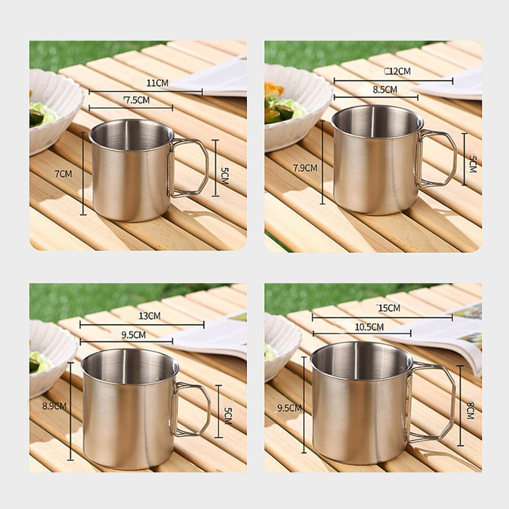 260/350/660Ml Stainless Steel Folding Handle Water Cup Beer Mug Outdoor Travel 260Ml - Walmart.com