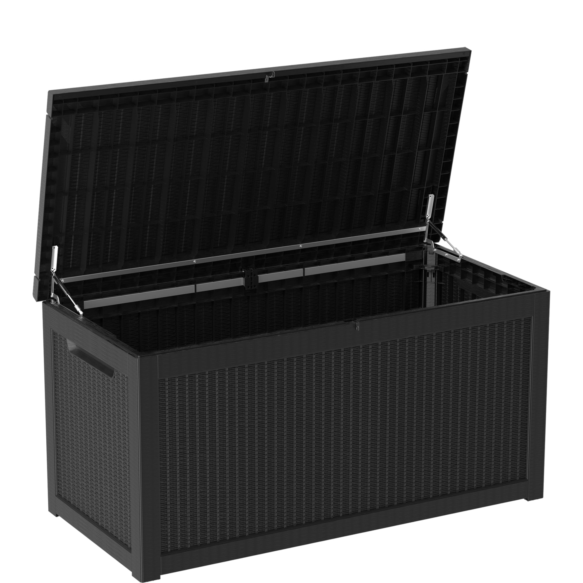 MEOOEM 260 Gallon Black Lockable Waterproof PP Deck Box - Large Outdoor ...