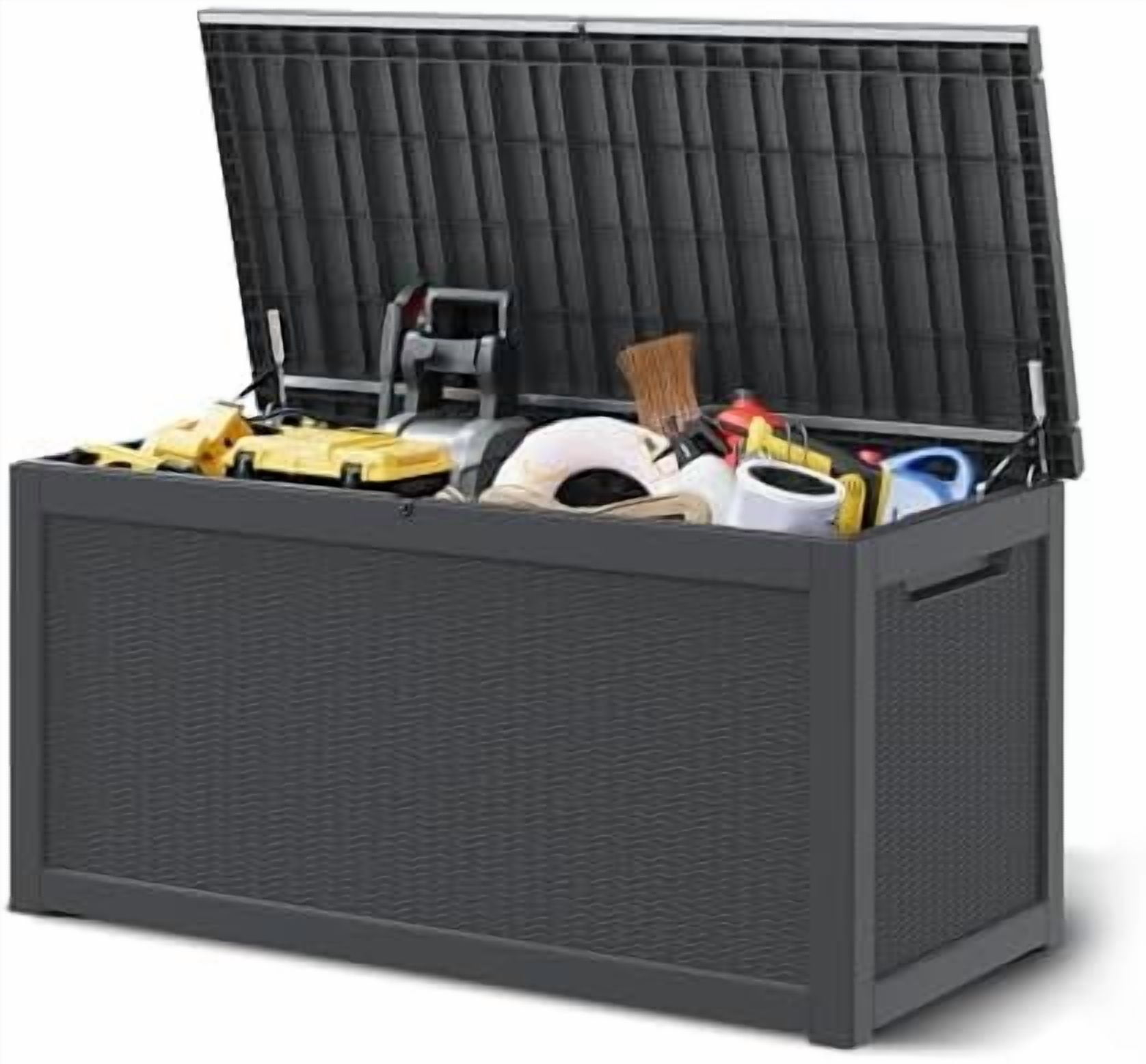 260 Gallon Outdoor Storage Box,Resin Large Sturdy Deck Box, Backyard ...