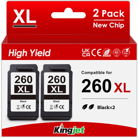 Kingjet 260XL Black Ink Cartridge, Compatible with Canon TS5320 TS6420 ...