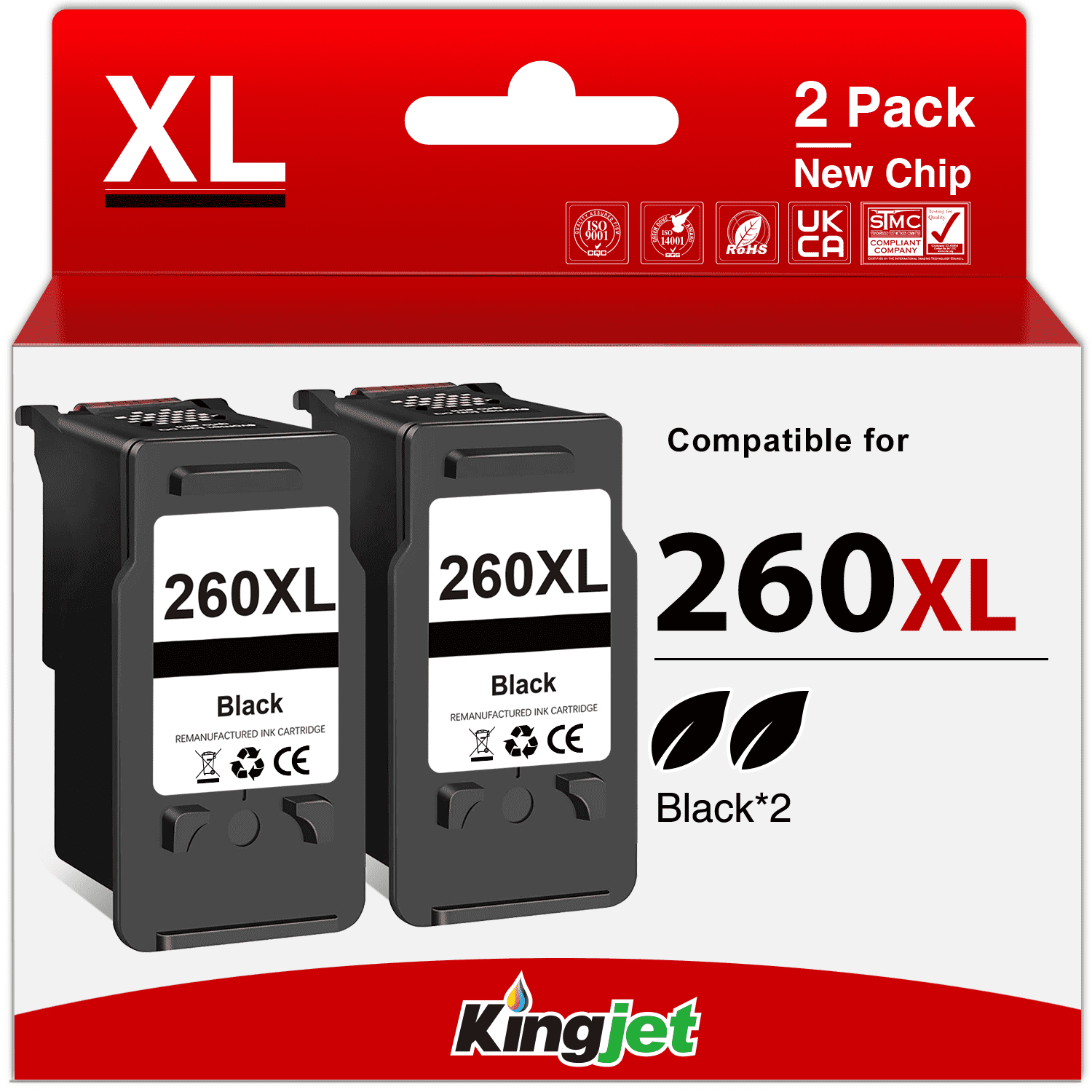 Kingjet 260XL Black Ink Cartridge, Compatible with Canon TS5320 TS6420 ...