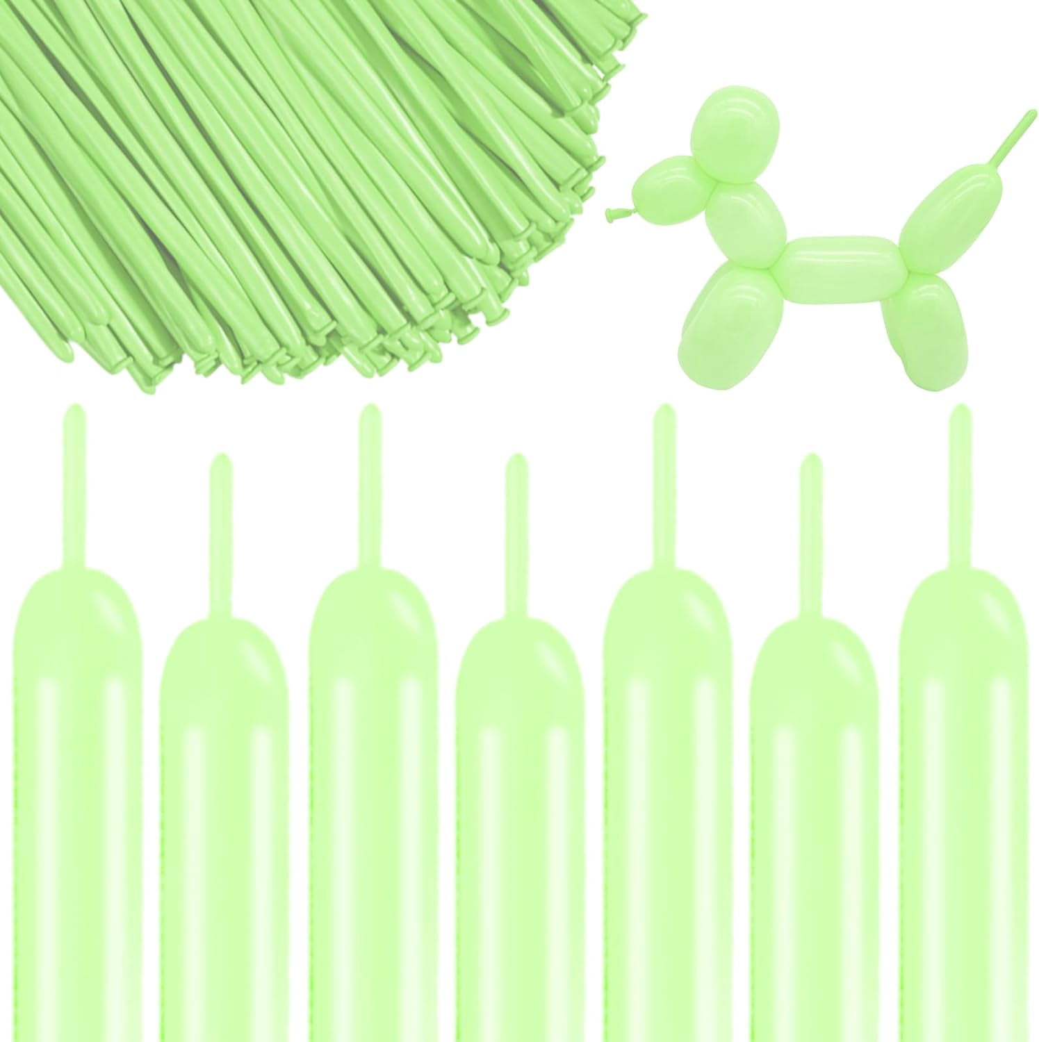 260 Long Balloons 100 Pack Pastel Green Twisting Animal Balloons ...