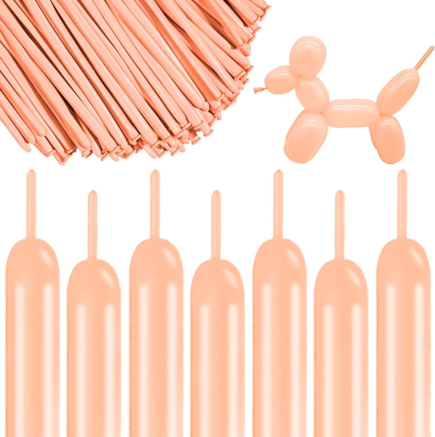 260 Long Balloons 100 Pack Pastel Orange Twisting Animal Balloons ...