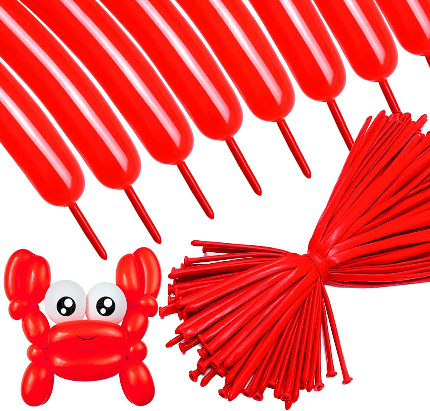 260 Long Balloons 100 Pack Red Twisting Animal Balloons Thickening ...