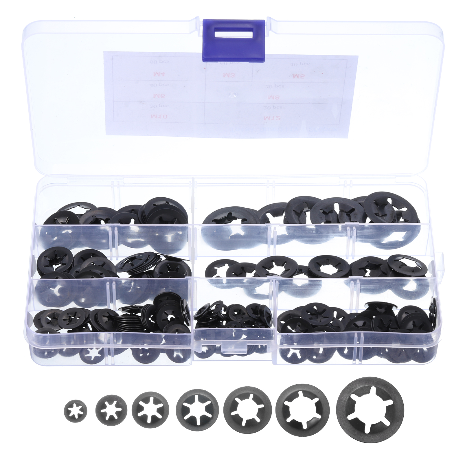 260 Packs Internal Tooth Star Lock Washers Set M3 M4 M5 M6 M8 M10 M12 ...