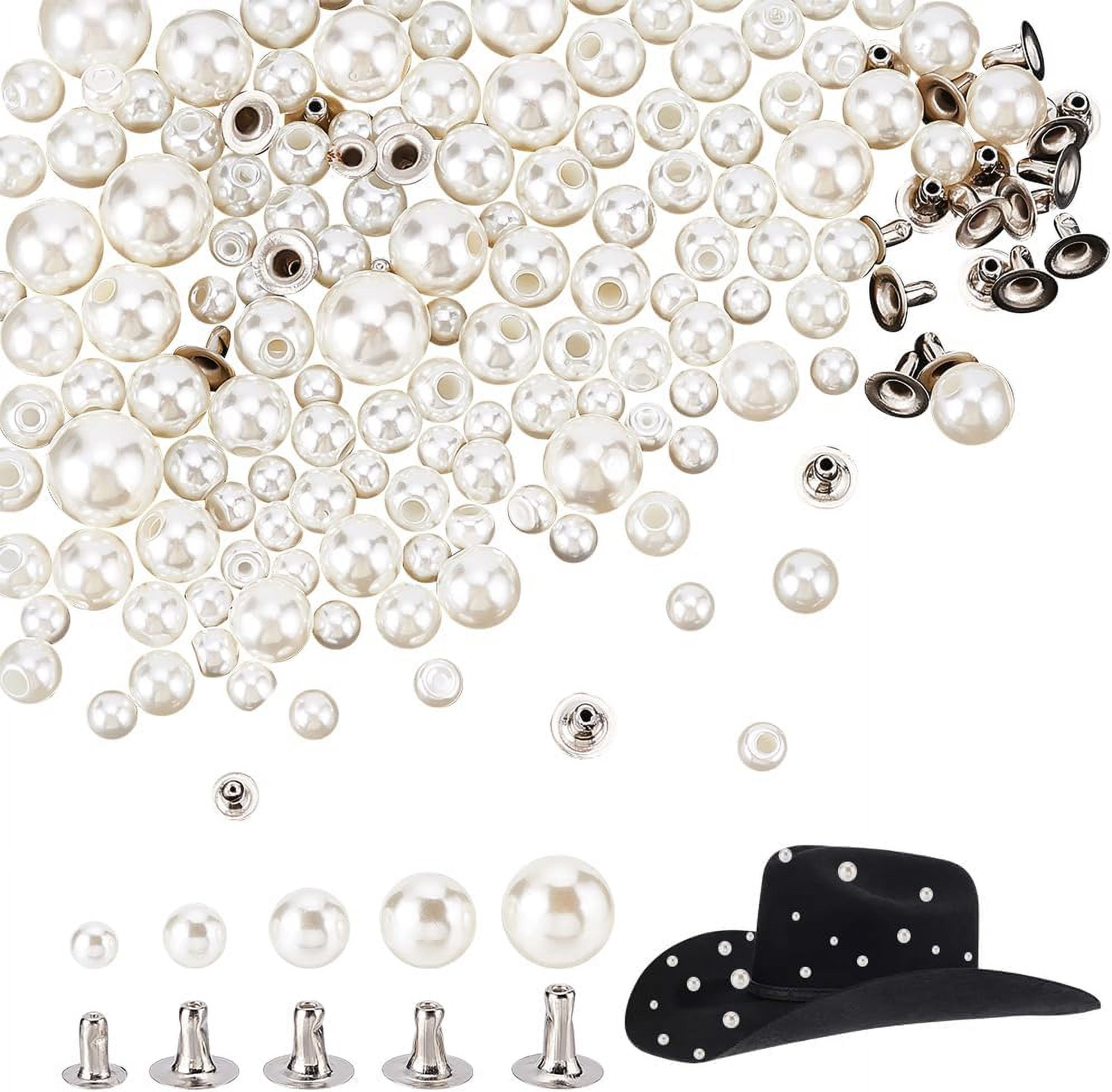 260 Sets 5 Style ABS Imitation Pearl Garment Rivets Iron Semi-Tublar ...
