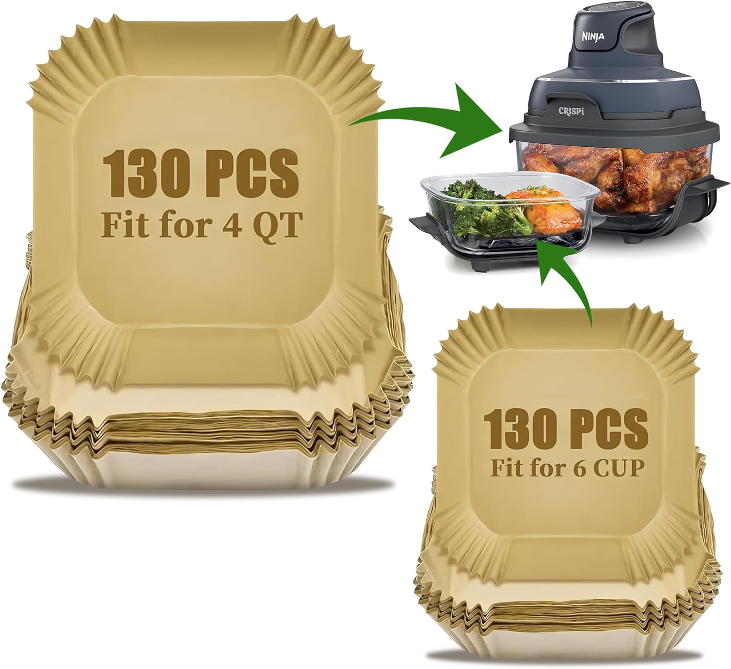 260 count Air Fryer Liners for Crispi 4-in-1 Portable Glass Cooking ...