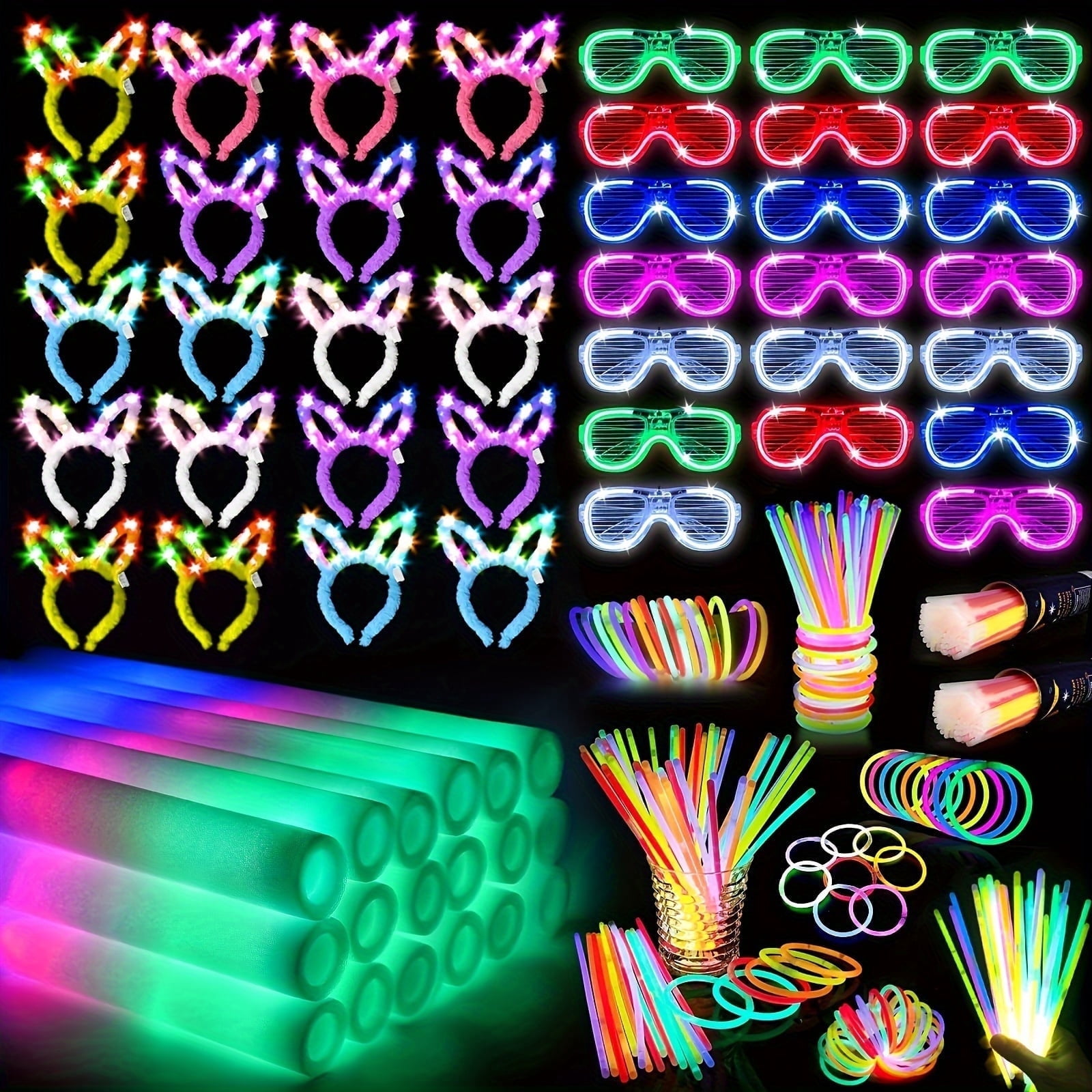 260PCS party supplies set shining in the dark, 20PCS sponge glow sticks ...