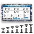 260Pcs Black Chicago Screws 7-Sizes Leather Rivets Kit M5x4,5,6,8,10,12 ...