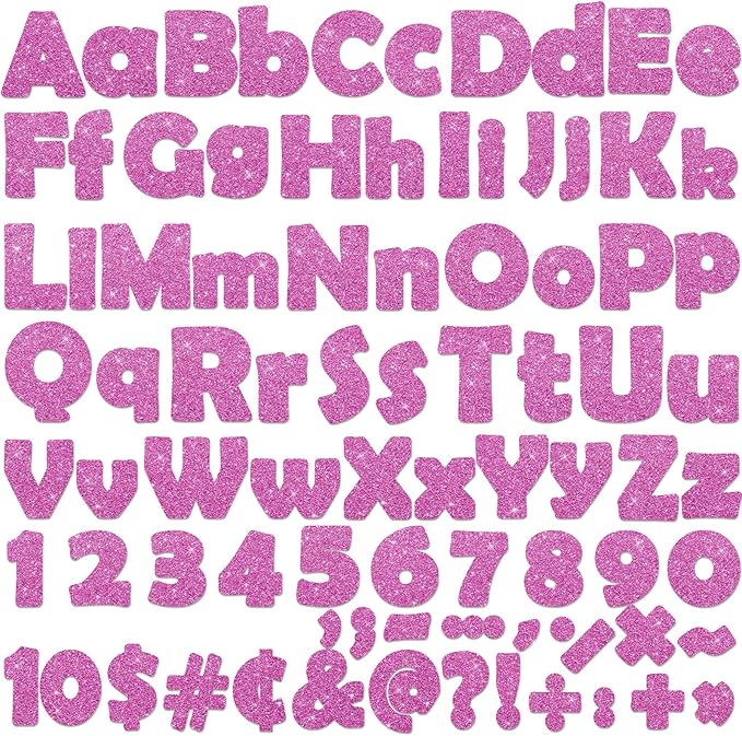 260Pcs Glitter Pink Bulletin Board Letters for Classroom 4” Letter ...