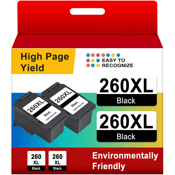 ACTUALCOLOR C 260XL Ink Cartridge, 2 Black Replacement for Canon 260 ...