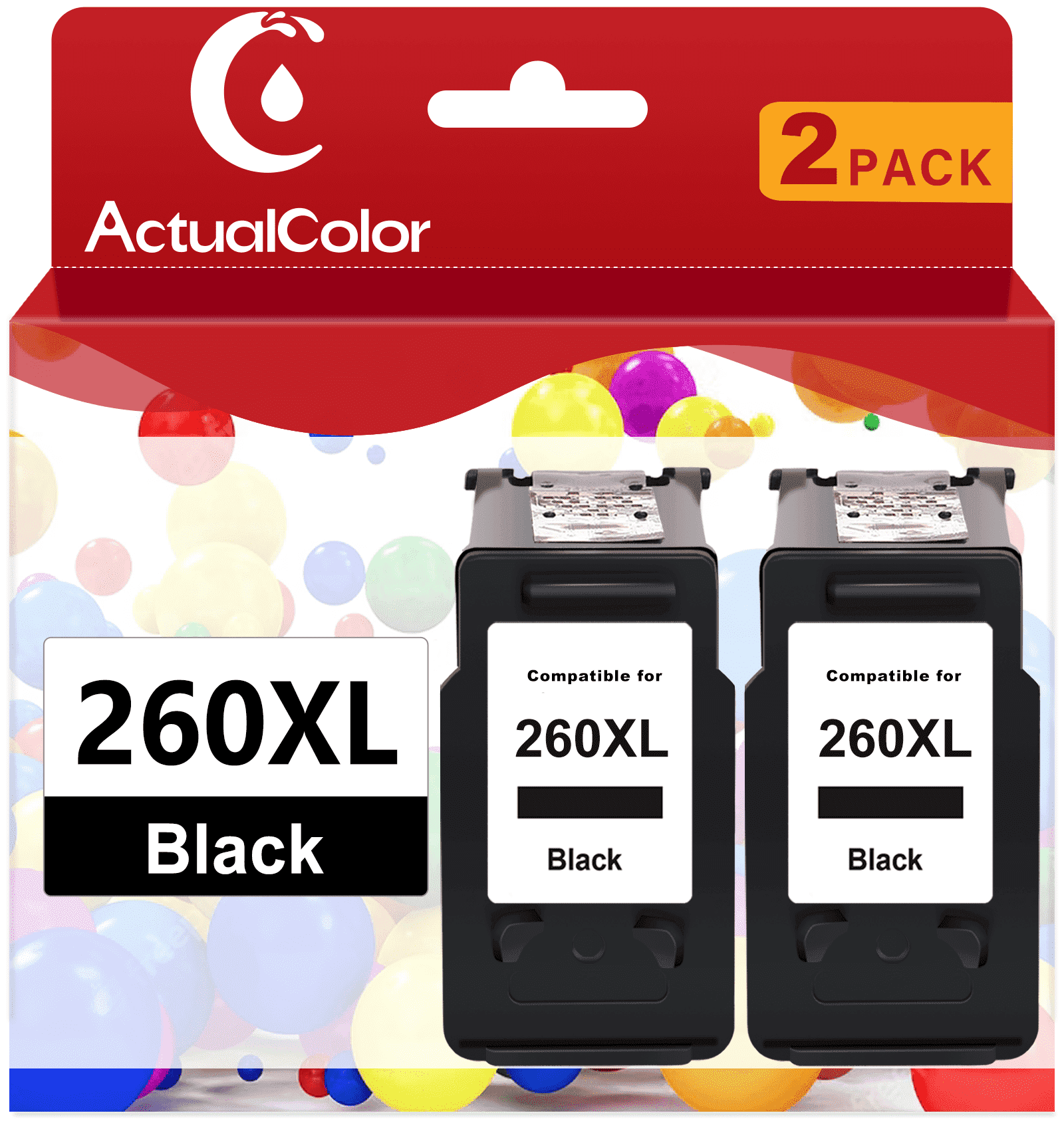 ACTUALCOLOR C 260XL Ink Cartridge, 2 Black Replacement for Canon 260 ...