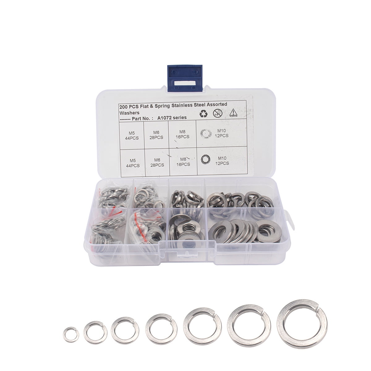 260pcs 304 Stainless Steel Flat WasherAnd Spring Lock Washers ...
