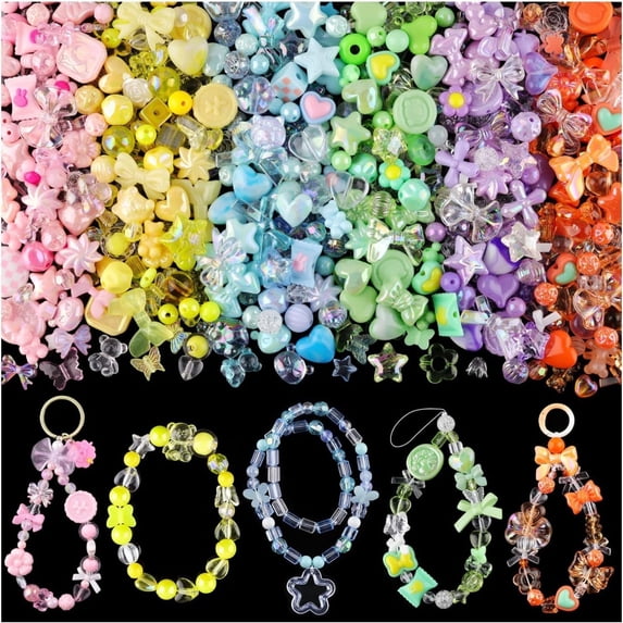 260pcs-320pcs 6 Mixed Colors Assorted Acrylic Beads for Making Kawaii ...