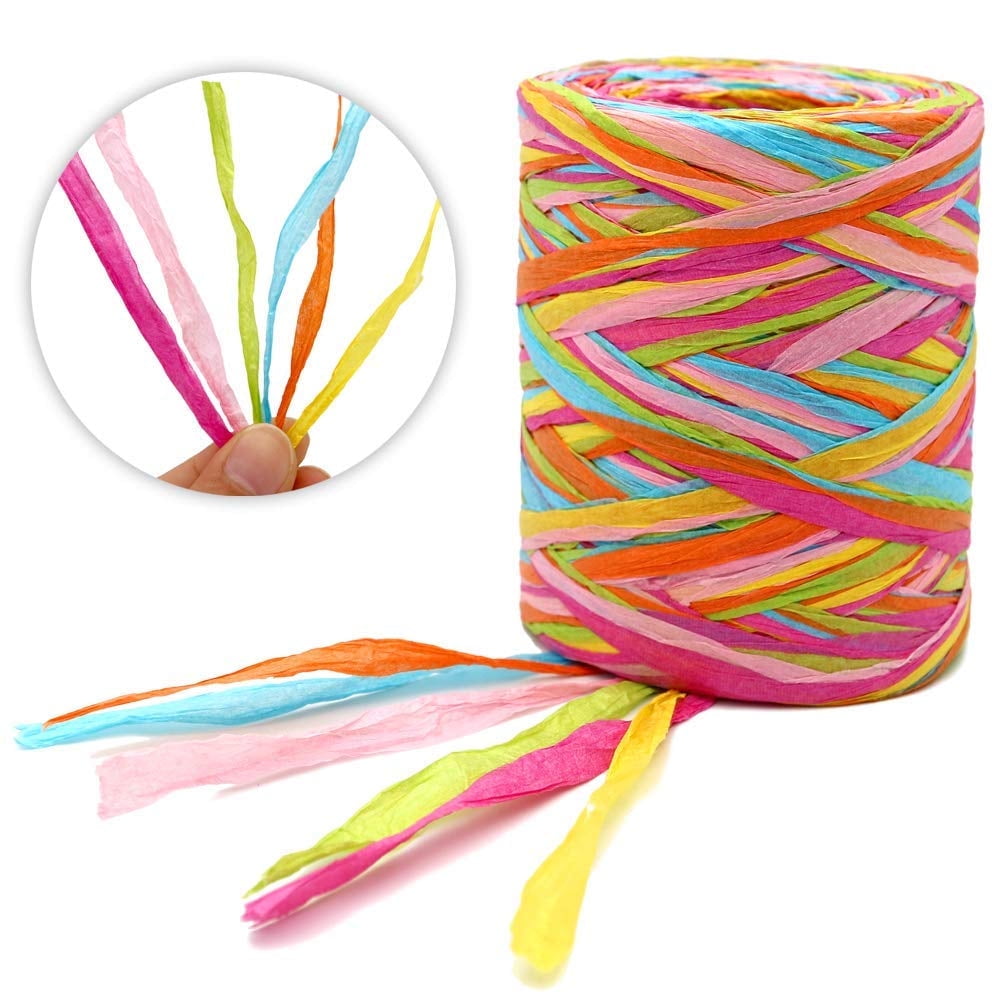 262 Feet Multi-Color Raffia Ribbon, 6 Ply Paper String for DIY Projects ...