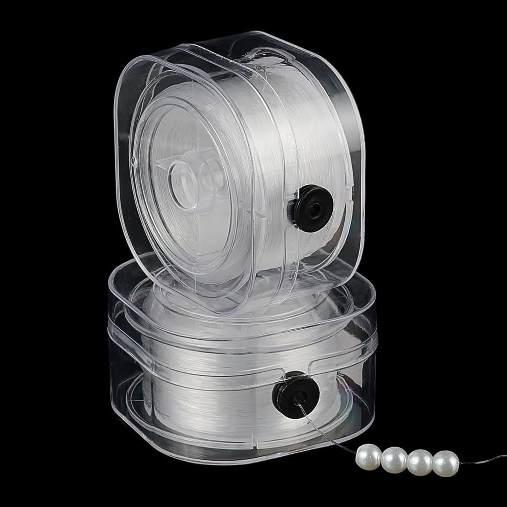 262 Yards Elastic String DIY for Bracelets 2 Rolls 0.5mm Round Beading Thread Clear Jewelry ...