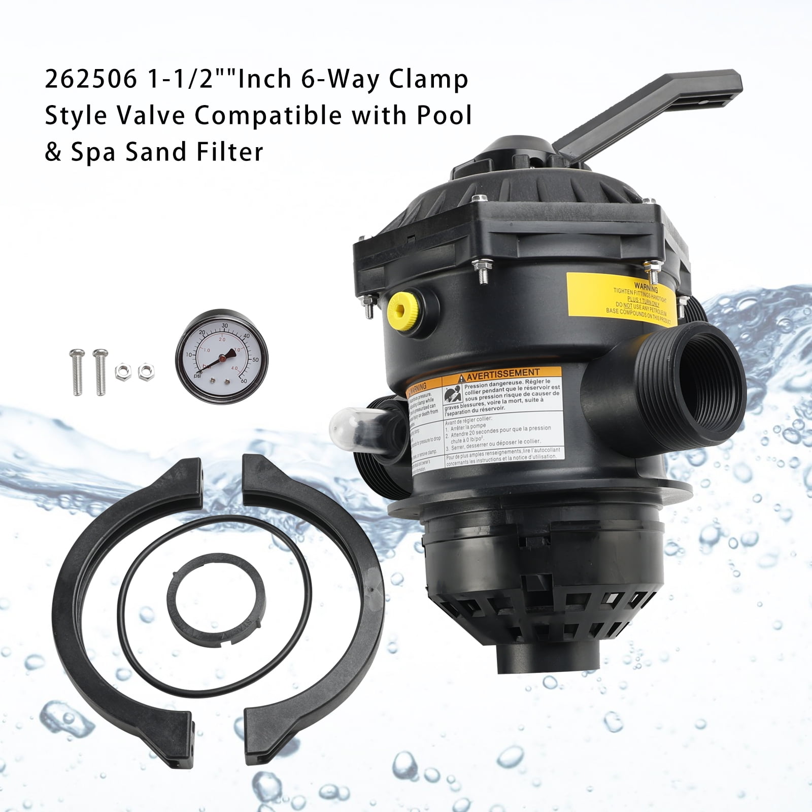 262506 1-1/2"Inch 6-Way Clamp Style Valve Compatible with Pool & Spa ...