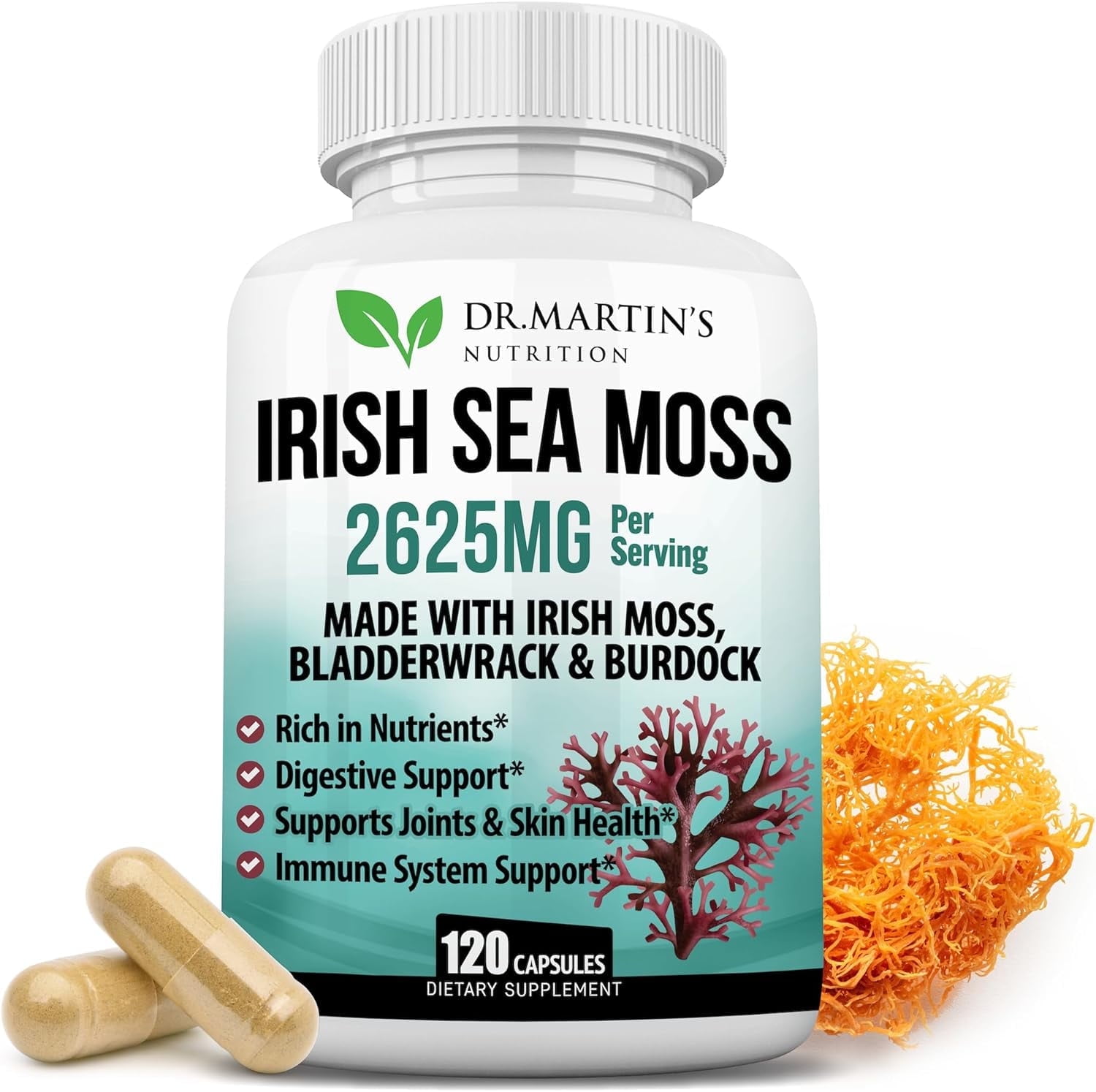 DR. MARTIN'S NUTRITION Irish Sea Moss Supplement 2625mg with ...