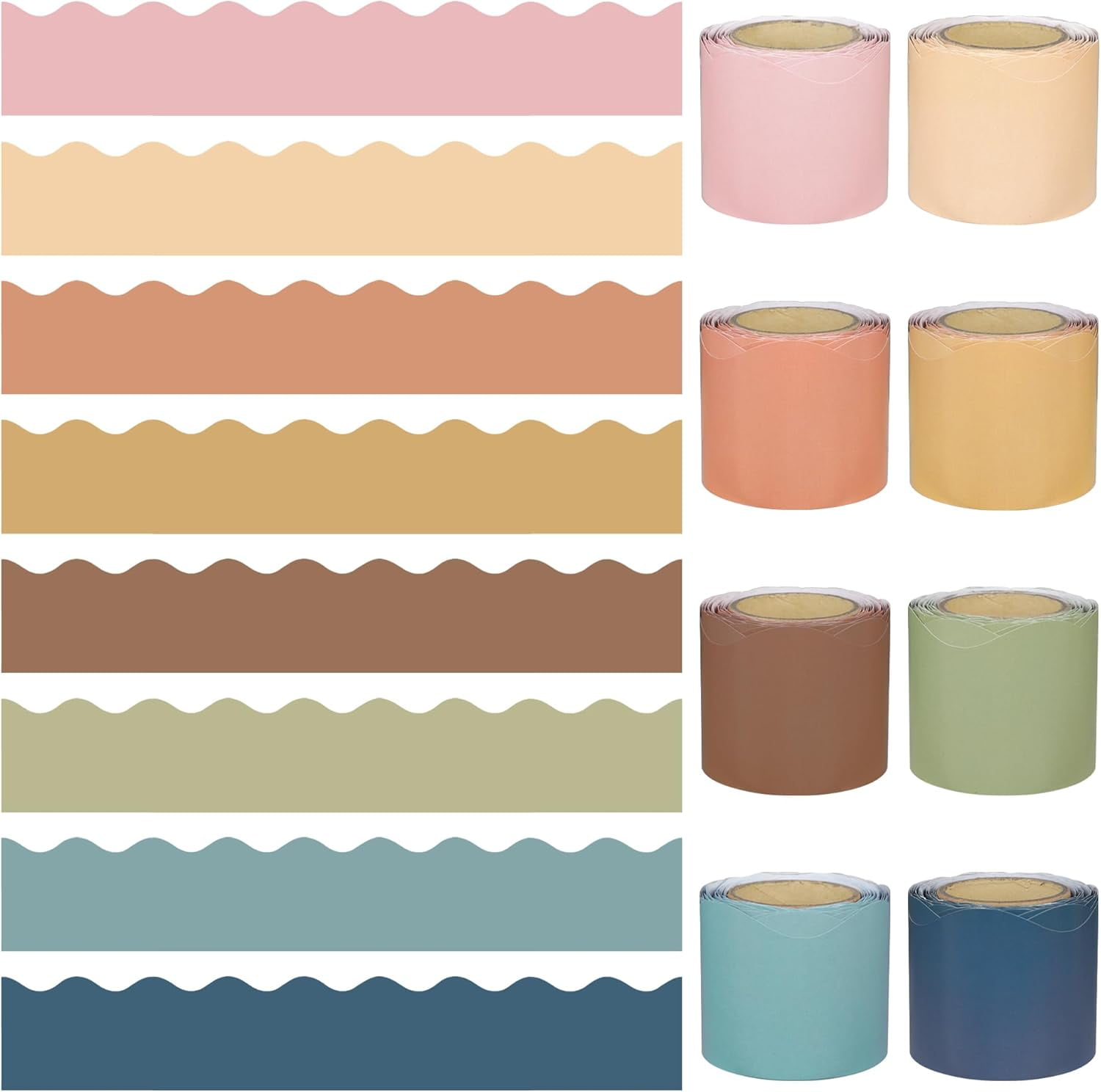 262Ft Boho Bulletin Board Borders Colorful Scalloped Bulletin Board ...