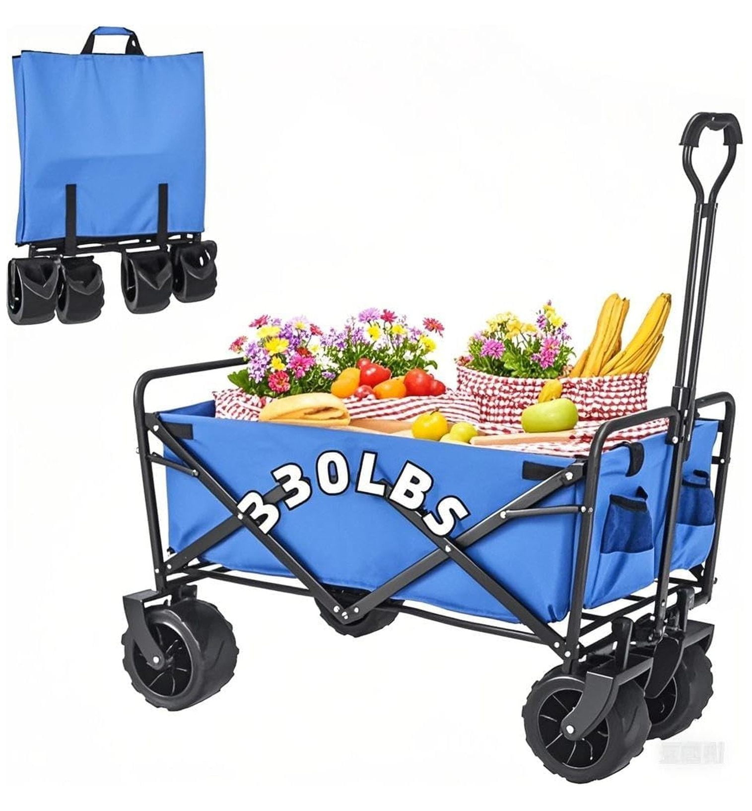 262L Heavy Duty Collapsible Wagon, 330lbs Weight Capacity Foldable ...
