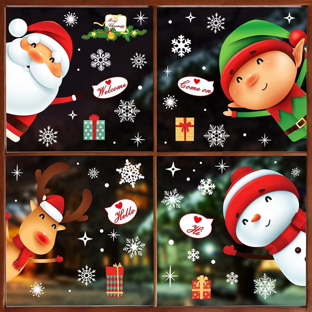 262Pcs Christmas Window Clings, 10 Sheets Christmas Window Decals Xmas ...