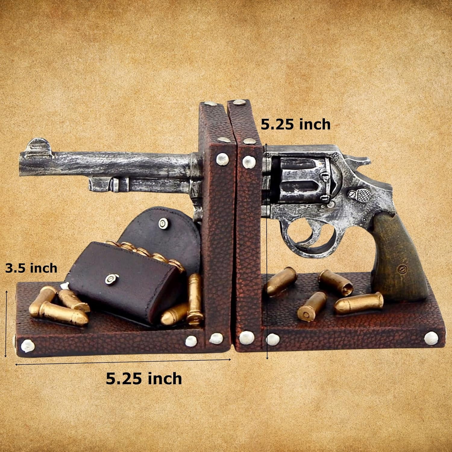 26317 Vintage Pistol Bookends Gun Six-Shooter Revolver Bullets Man Cave ...