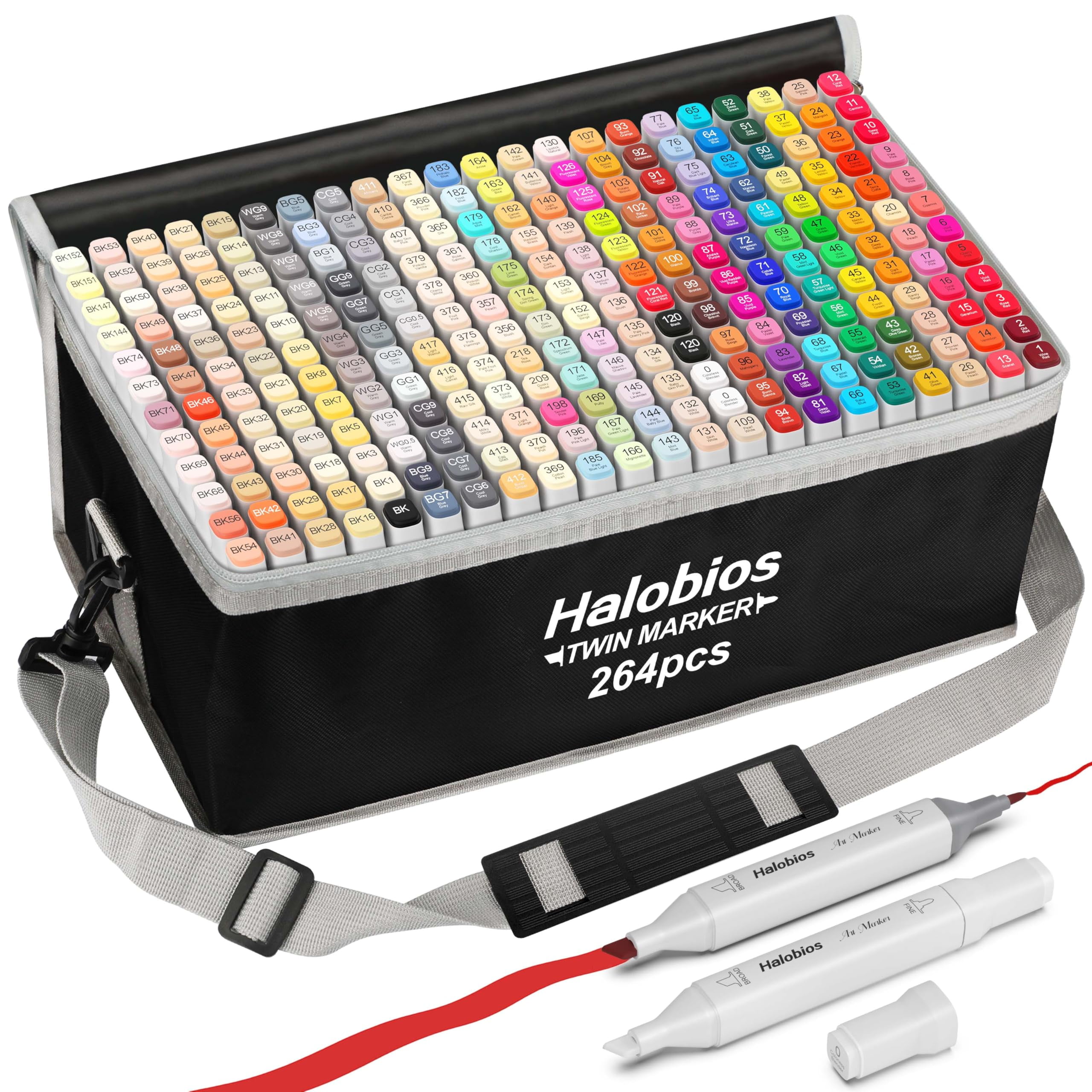 264 Alcohol Markers, Dual Tip Fine & Broad Drawing Markers Alcohol ...