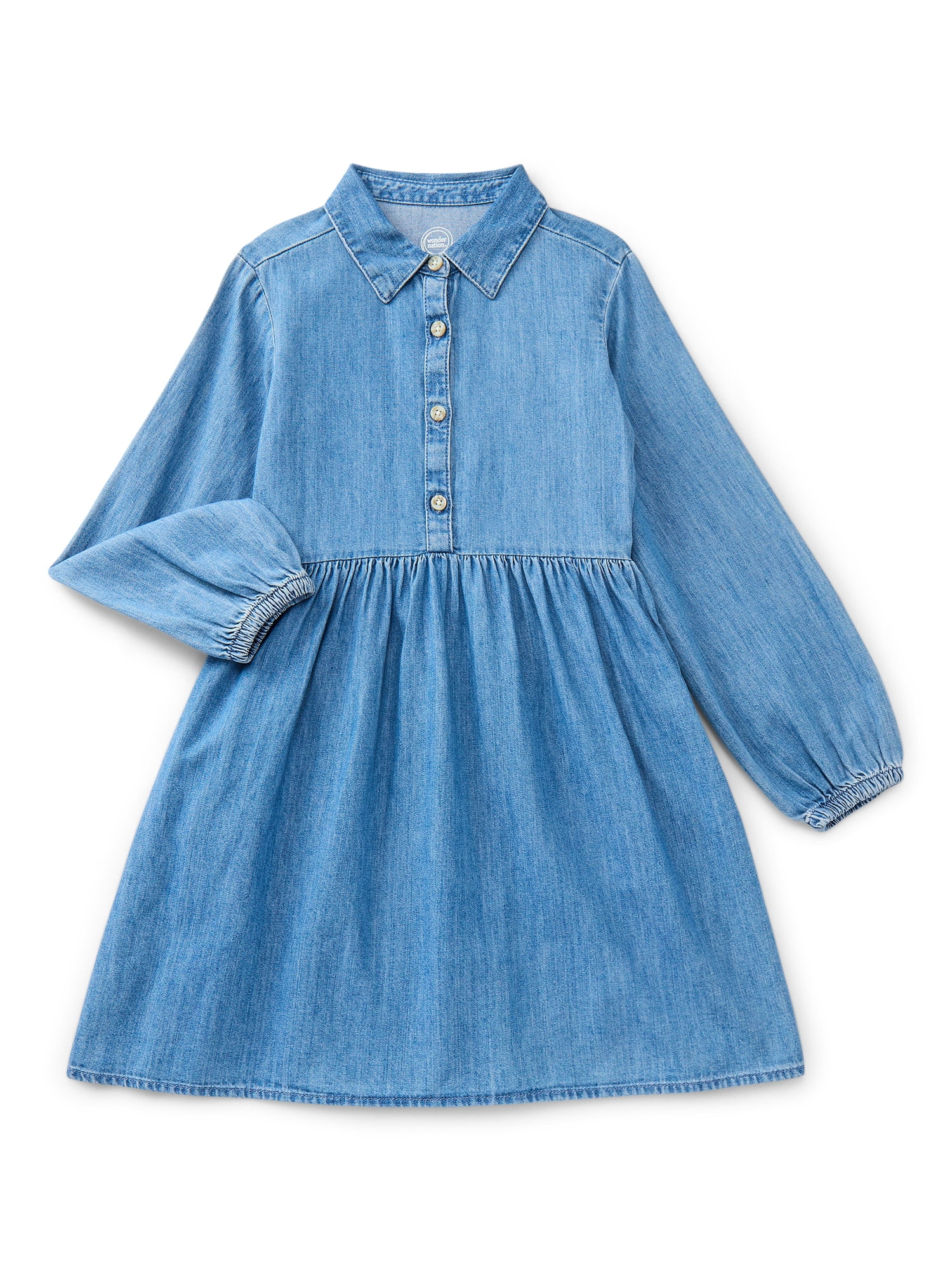 Wonder Nation Girls Flannel Dress with Long Sleeves, Sizes 4-18 & Plus ...