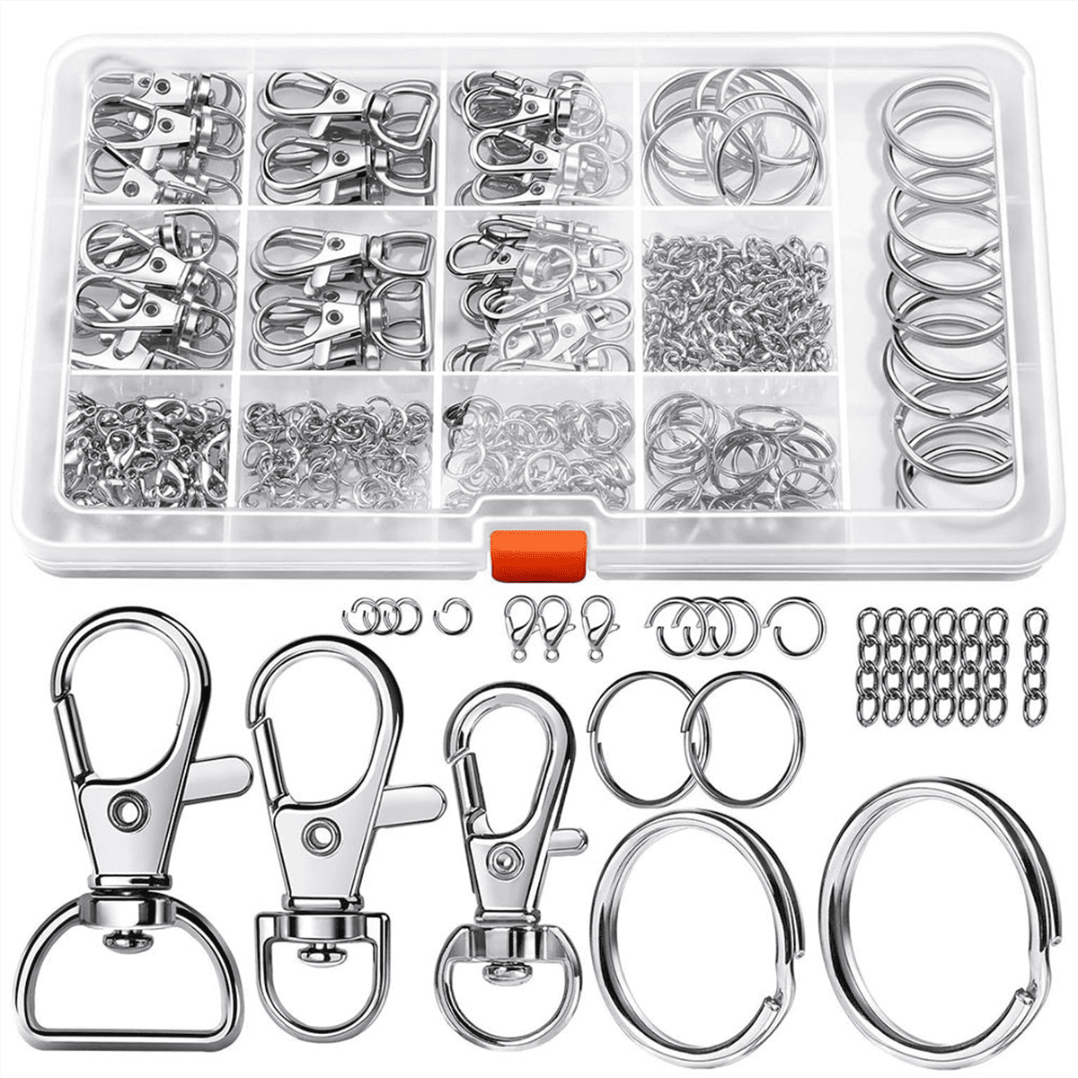 265Pcs Metal Lobster Claw Clasp with Key Ring for Crafts, Lanyard Clips ...