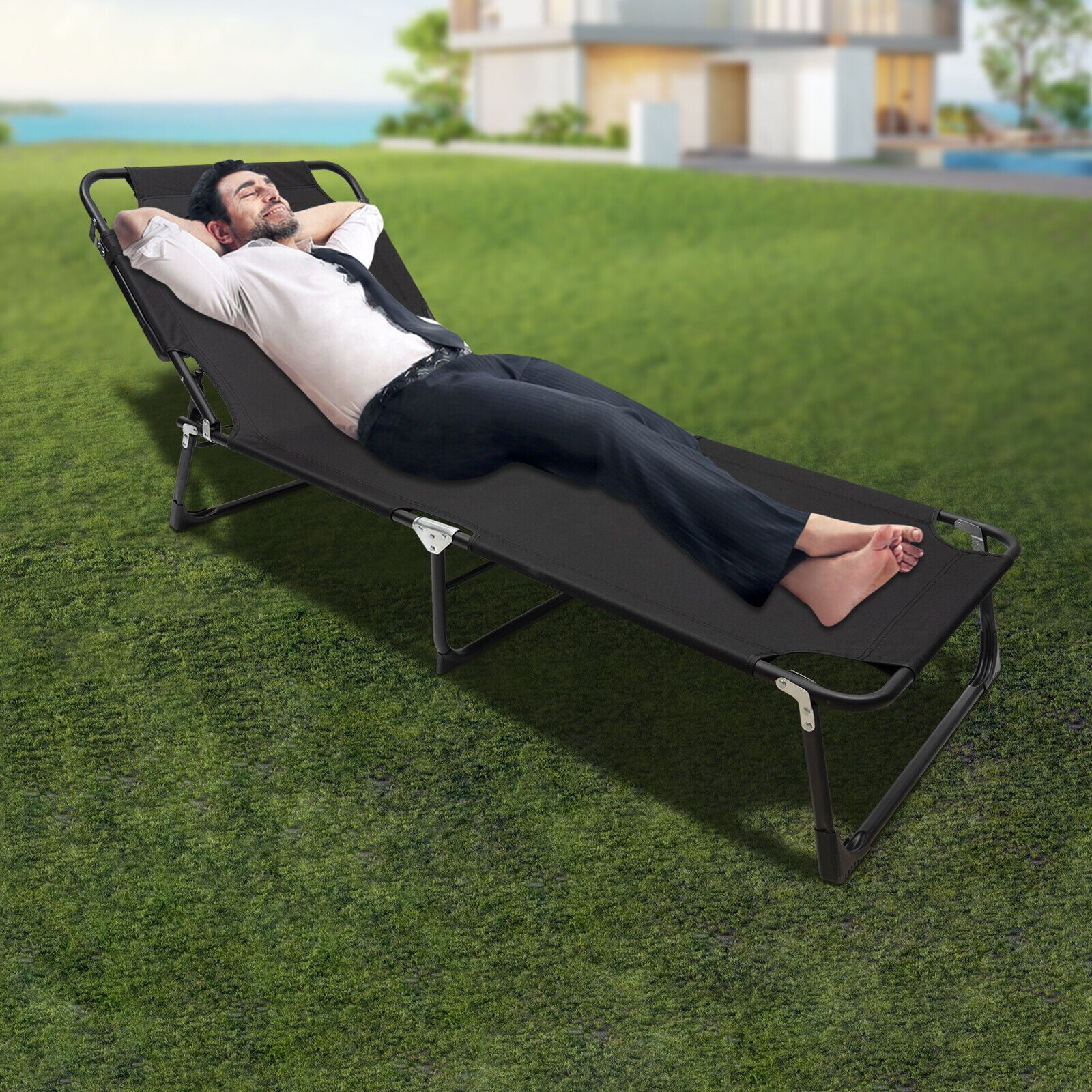 265lbs Outdoors Black Camping Cot For Adults Folding Sleeping Cots For Camping And Hunting