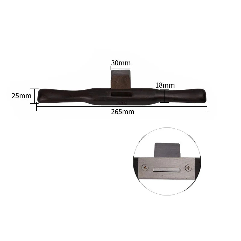 265mm Flat/round Bottomed Ebony Hand Planer Round Handle Straight Line ...