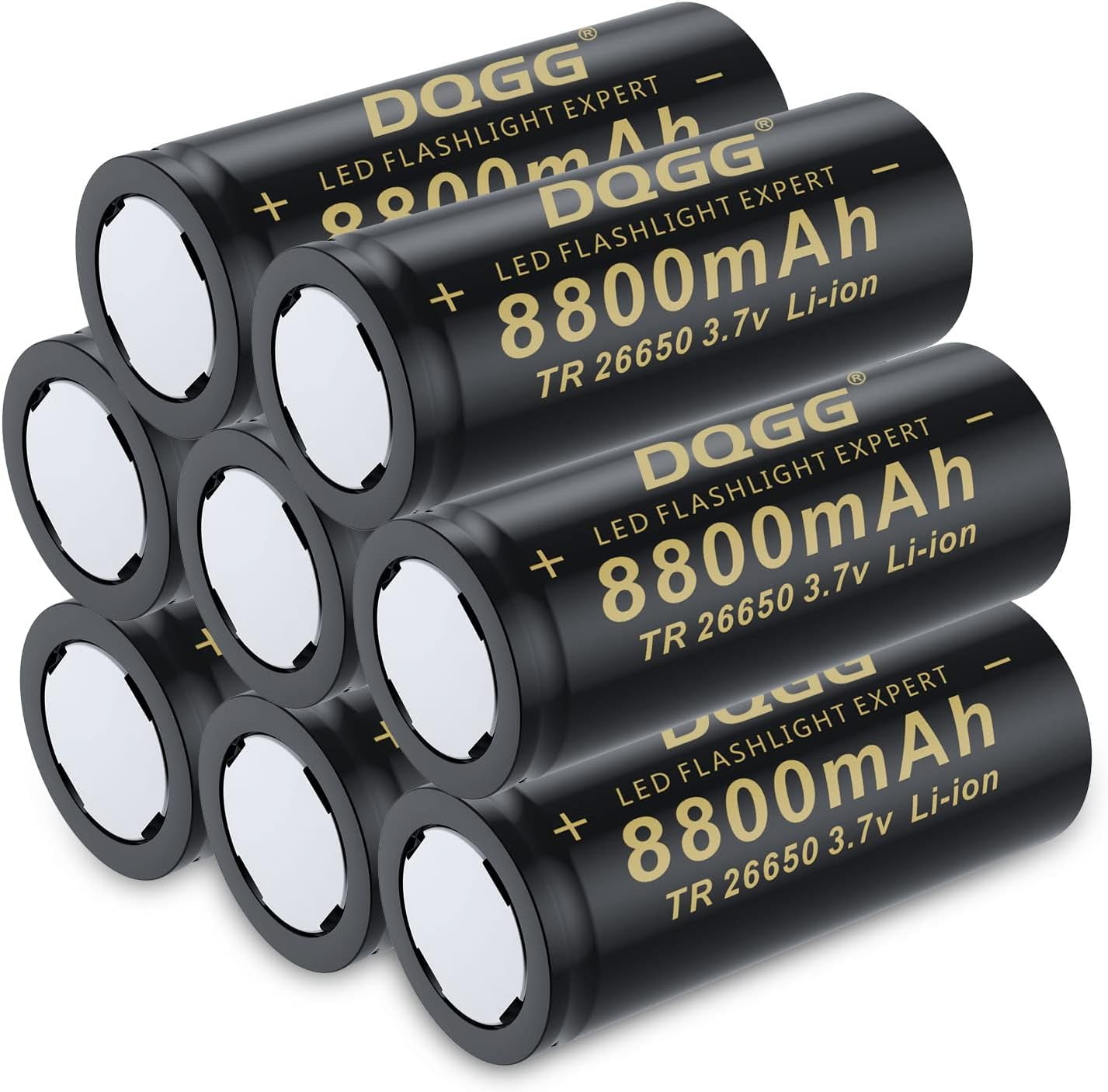 26650 Rechargeable Battery 3.7Volt 8800mAh Large Capacity Flat Top 8 Pack 26650 Batteries ...