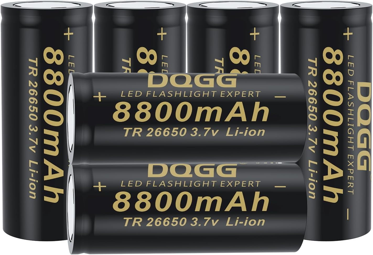 26650 Rechargeable Battery 8800mAh 3.7Volt High Capacity 26650 Batteries Flat Top 6 Pack for ...