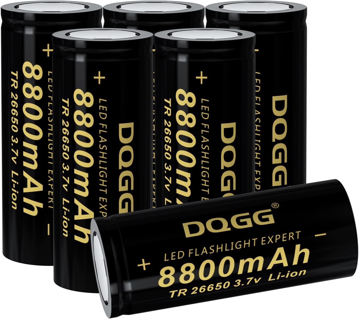 26650 Rechargeable Battery 8800mAh Flat Top 6 Pack 3.7Volt Lithium ...
