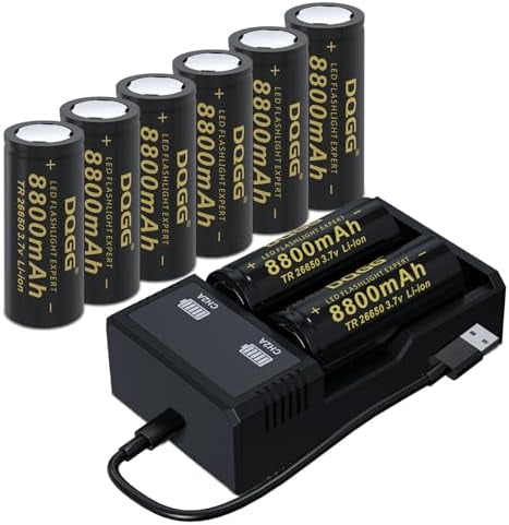 26650 Rechargeable Battery Flat Top 3.7Volt Li-ion Batteries 8800mAh ...
