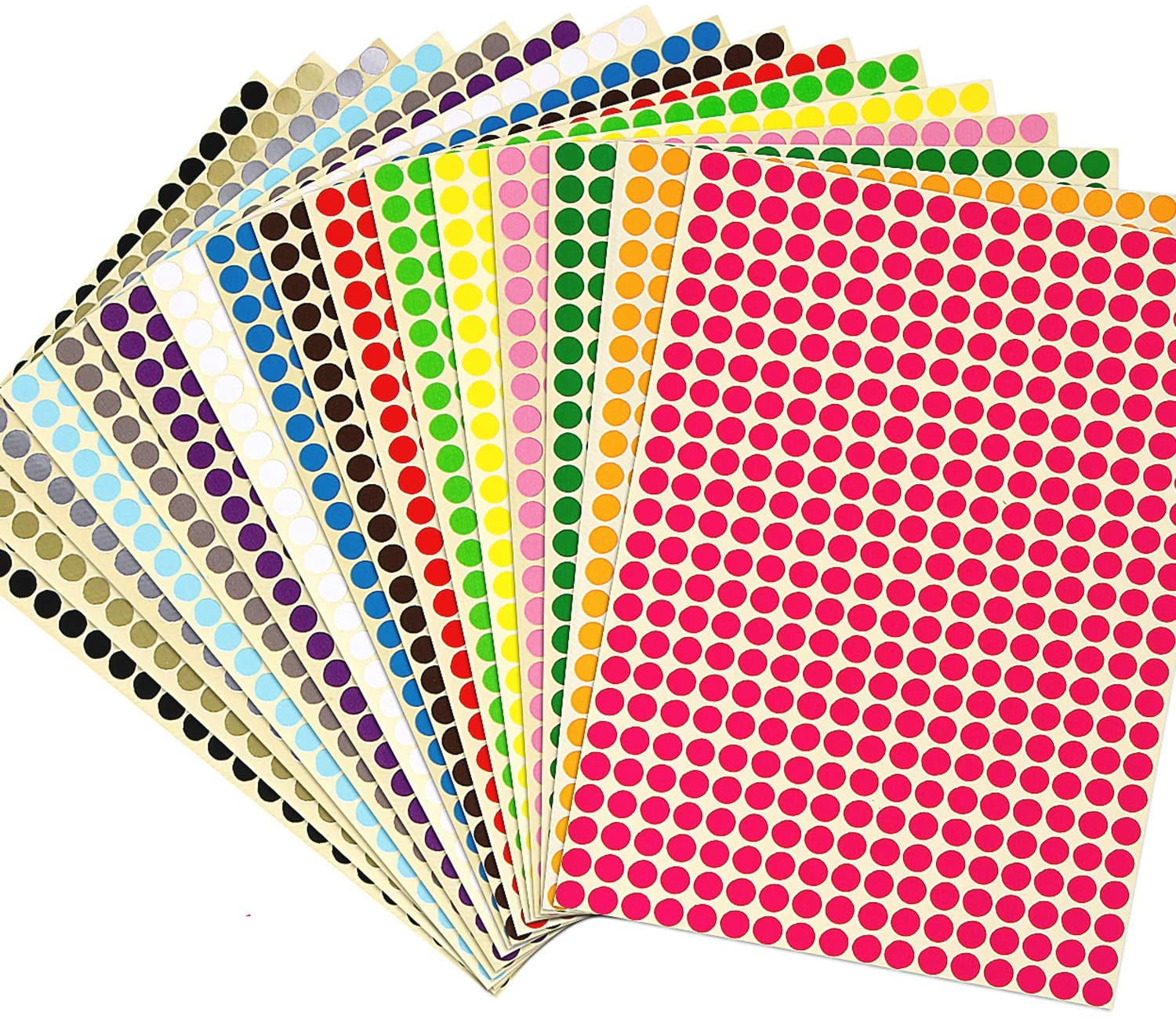 26656pcs 16 Colors 1/4" Small Color Coding Circle Dot Stickers Round ...