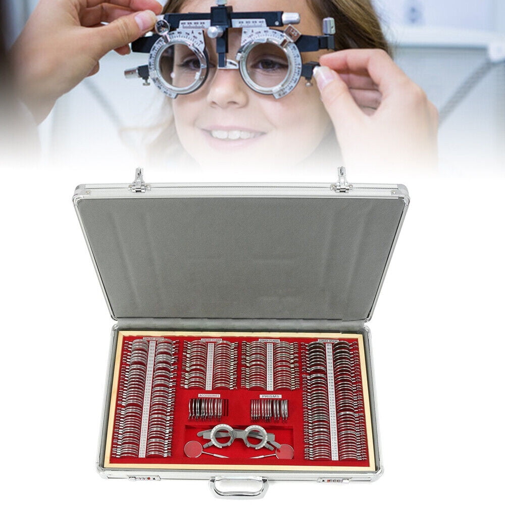 266Pcs Optical Trial Lens Set Optometry Kit Metal Rim Aluminum Box ...