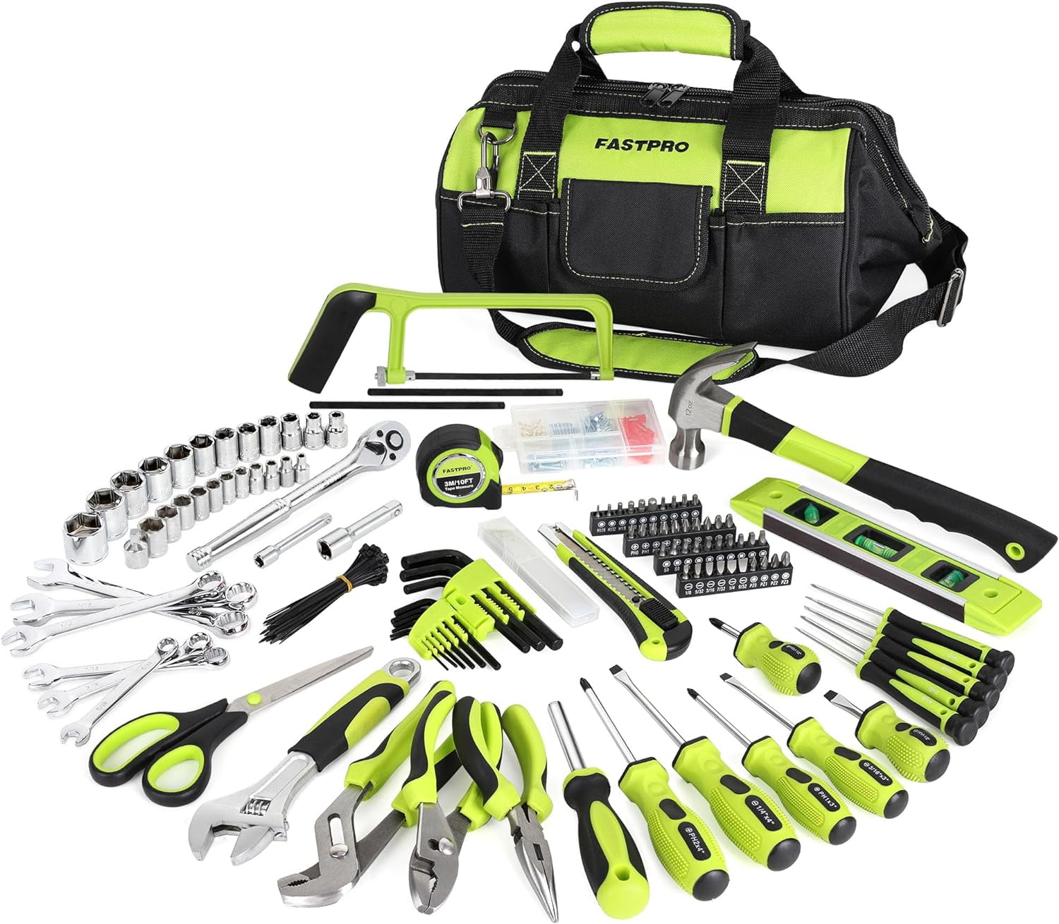 267-Piece Home Tool Set with 13-Inch Open Mouth Tool Bag for Projects ...