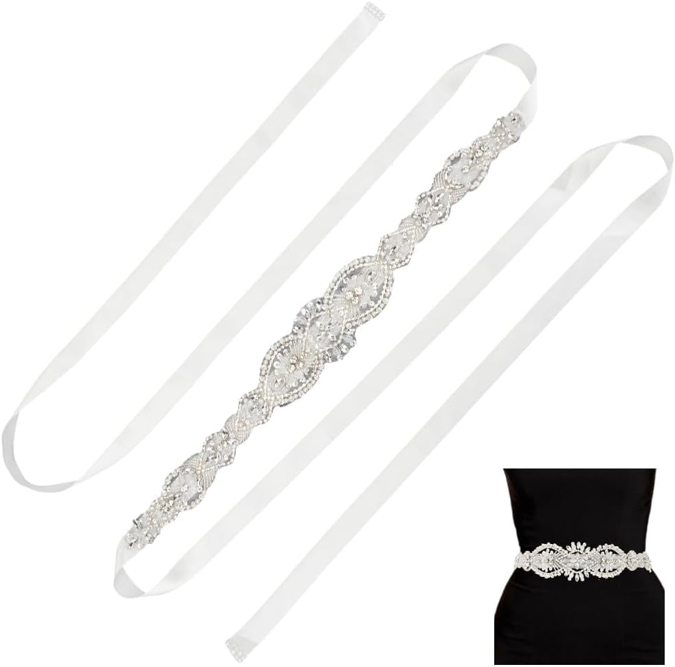 267cm Bridal Belts Rhinestone Belt White Bridesmaid Gown Sash Hip Chain ...