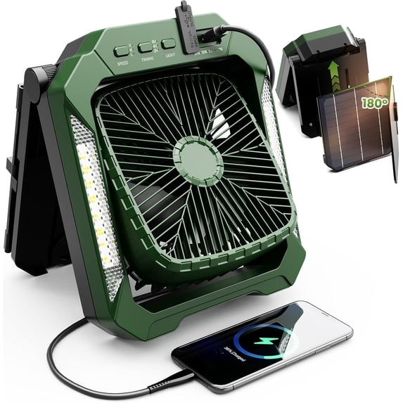 26800mAh Portable Fan Rechargeable with 18W Detachable Solar Panel ...