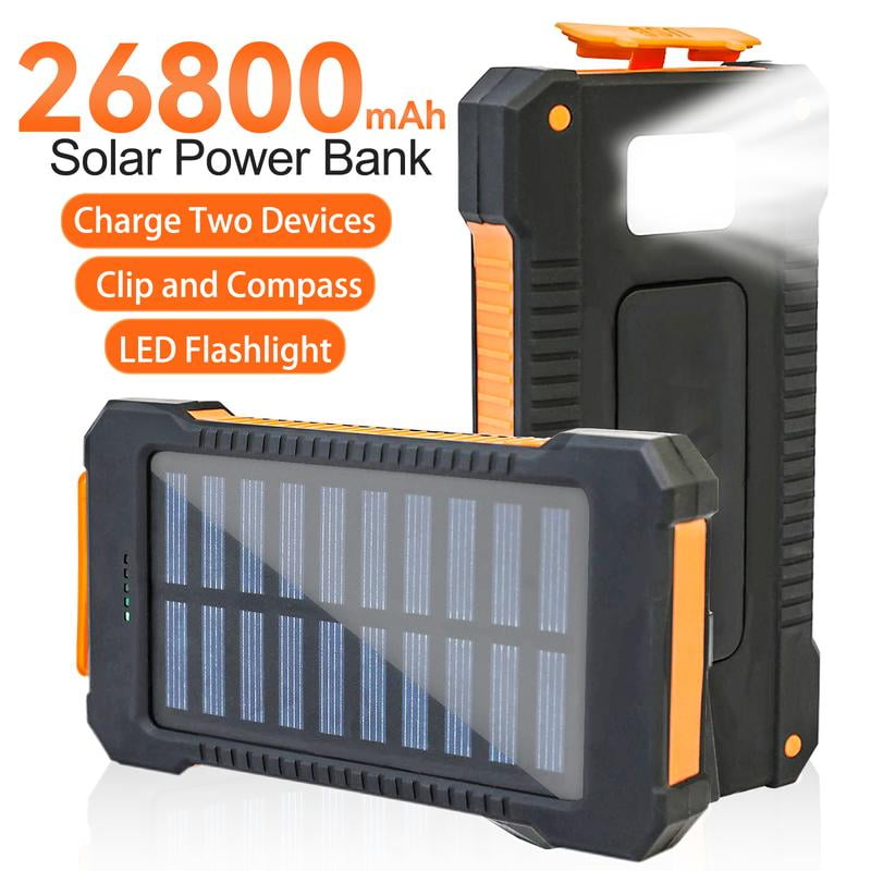 26800mAh Portable Solar Charger Power Bank with LED Flashlight ...