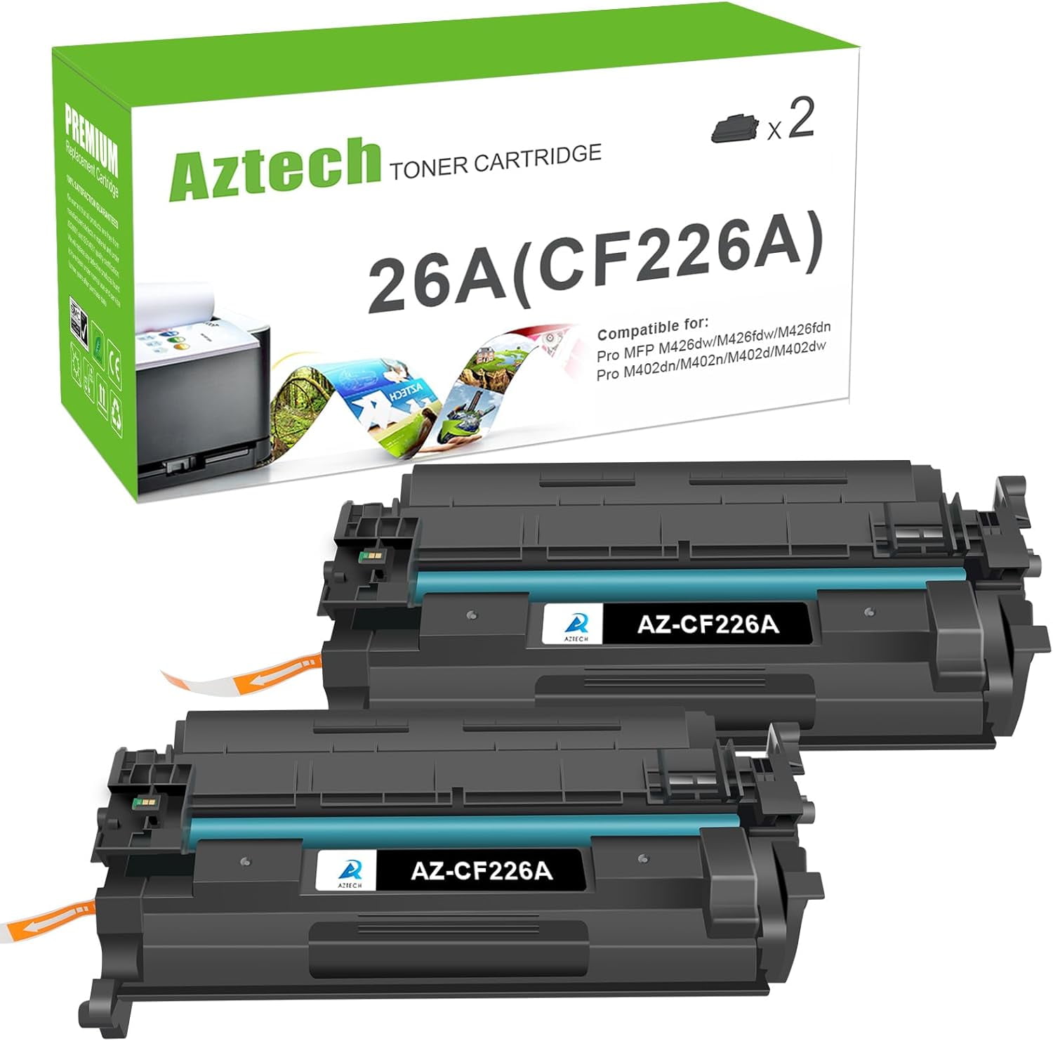 26A CF226A Toner Cartridge 2 Pack Compatible Replacement for 26A CF226A ...