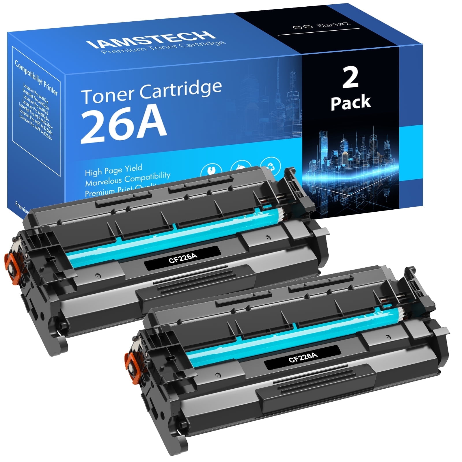 26A Toner Cartridge 2-Pack Compatible for HP 26A CF226A 26X CF226X ...