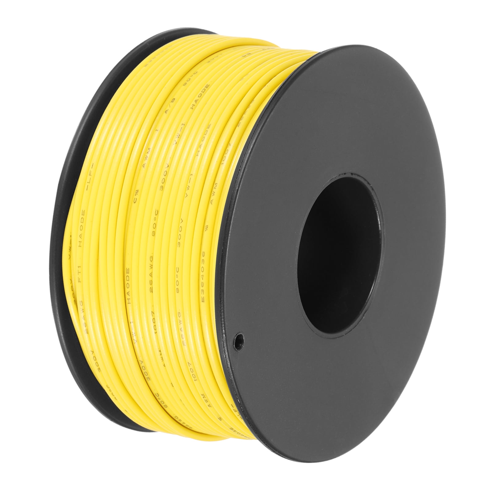 Uxcell 26AWG Stranded Wire PVC Hookup 50M/164ft Yellow, Electrical Wire ...