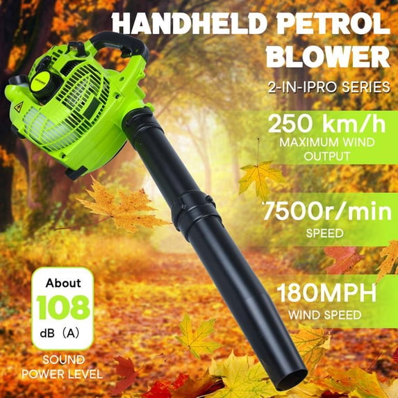 26CC 2-Stroke Gas Handheld Leaf Blower, 380 CFM Air Volume 180 MPH Wind ...