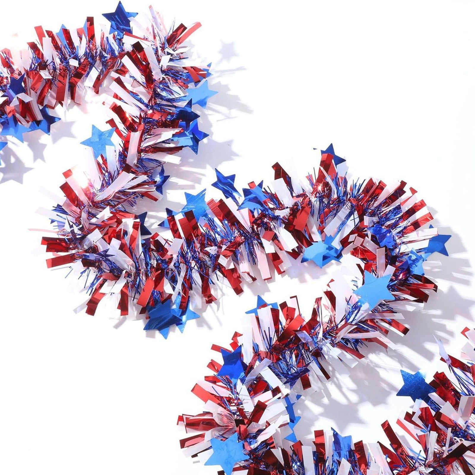 26FT 4th of July Patriotic Tinsel Garland Decoration Red White Blue ...