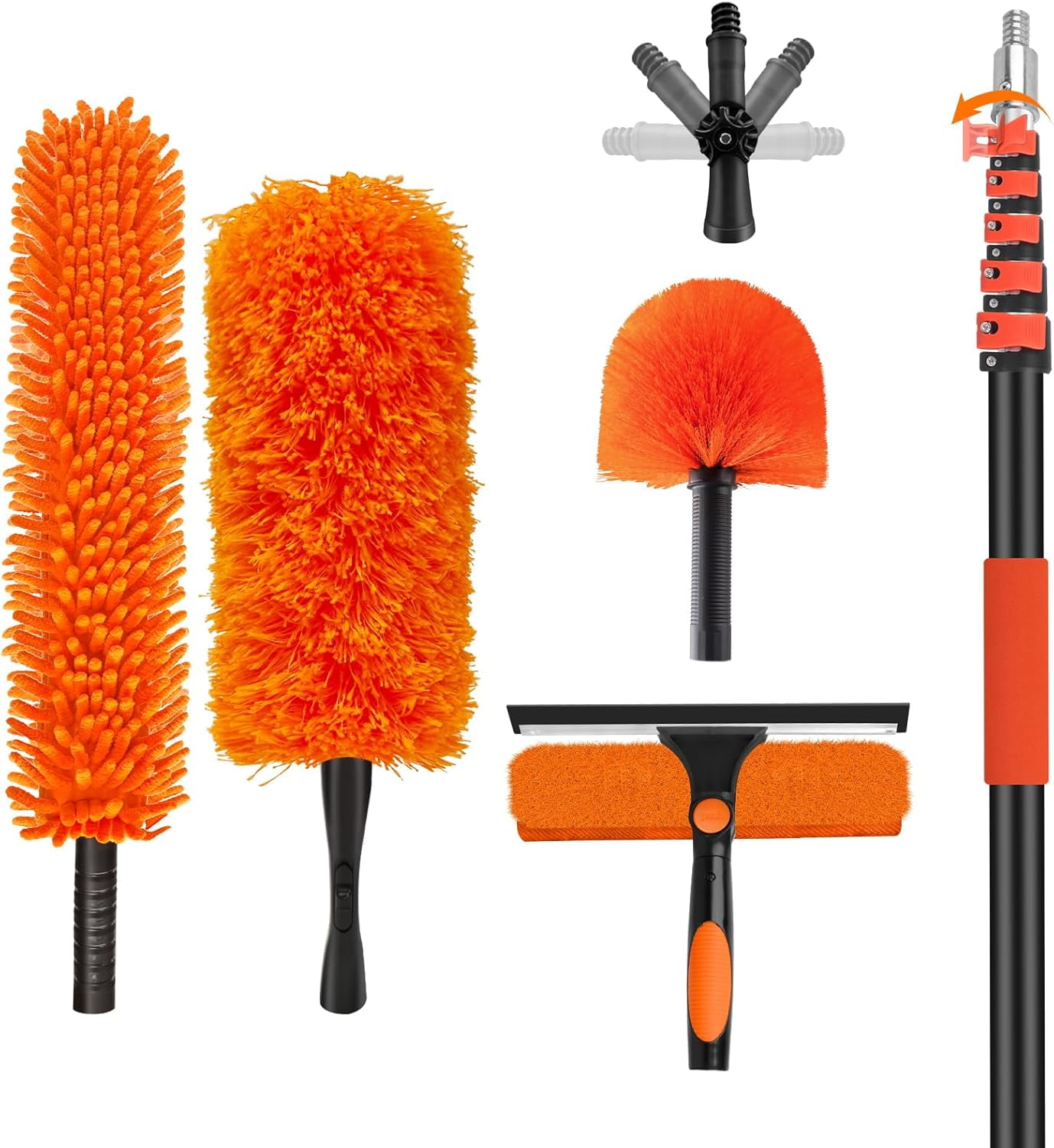 26FT High Reach Duster Cleaning Kit with 20FT Pole | 4-in-1 Tool Set ...